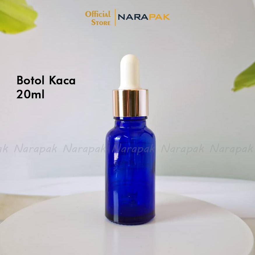 Jual Botol Kaca 20ml Biru Tebal BR Botol Pipet Serum Ring RoseGold ...