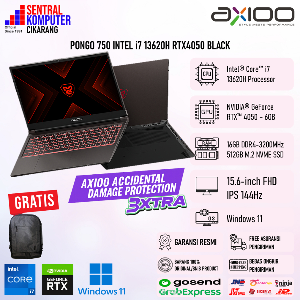 Jual Laptop Gaming Axioo Pongo 750 Intel i7 13620H 16GB 512GB SSD ...