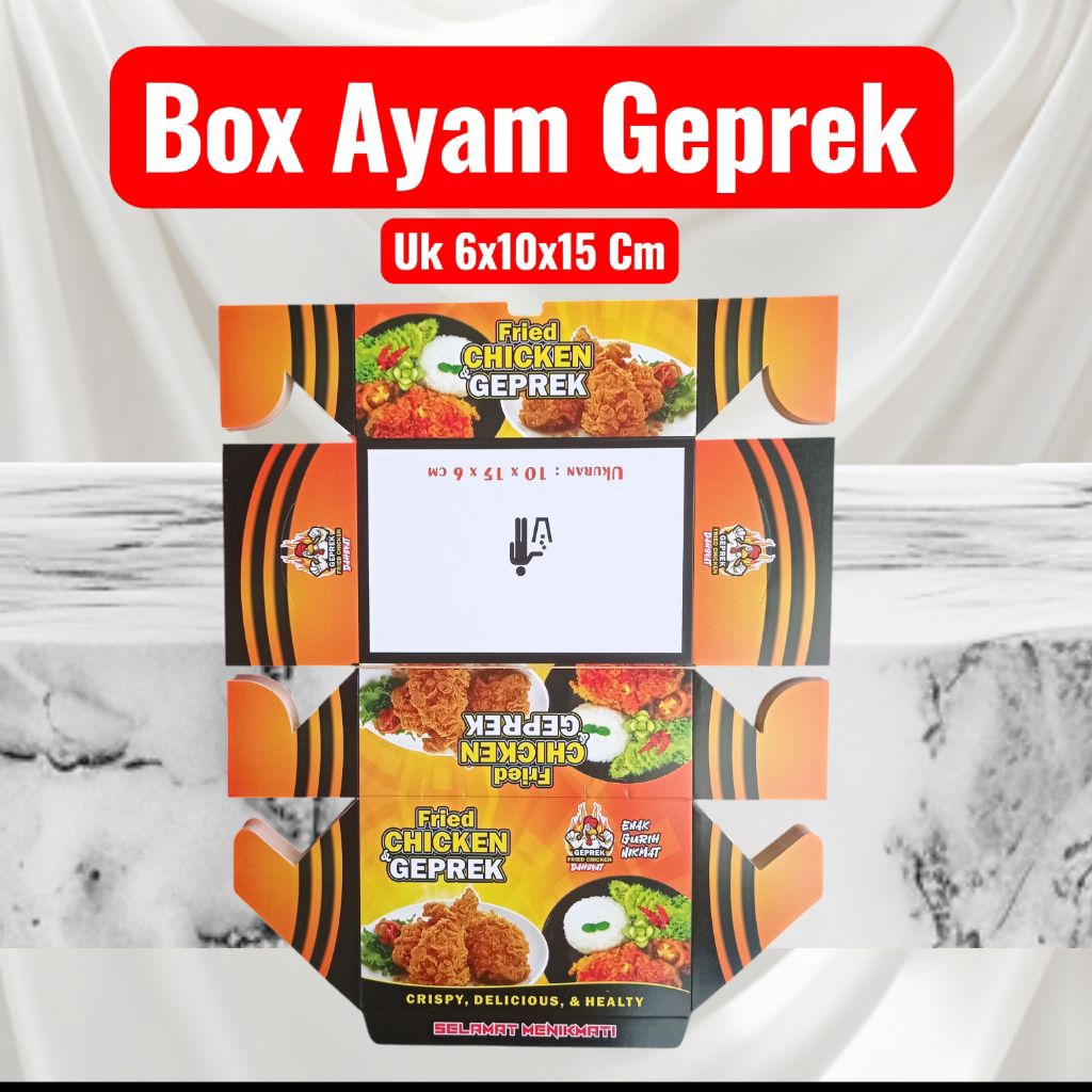 Jual 100 LEMBAR DUS KEMASAN AYAM GEPREK IVORY / DUS FRIED CHICKEN / DUS ...