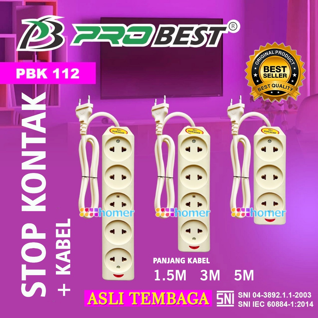 Jual Probest STOP KONTAK TIPIS GEPENG Arde Original BER SNI kabel ...