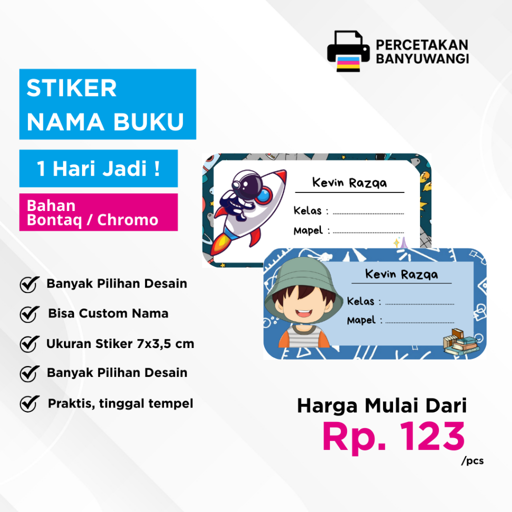Jual Stiker Label Nama Anak Custom Isi 48Pcs - Label Buku Sekolah ...