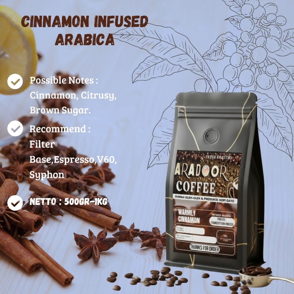 Jual Warmly Cinnamon Kopi Arabica Aceh Gayo Roasted Beans Aradoor ...