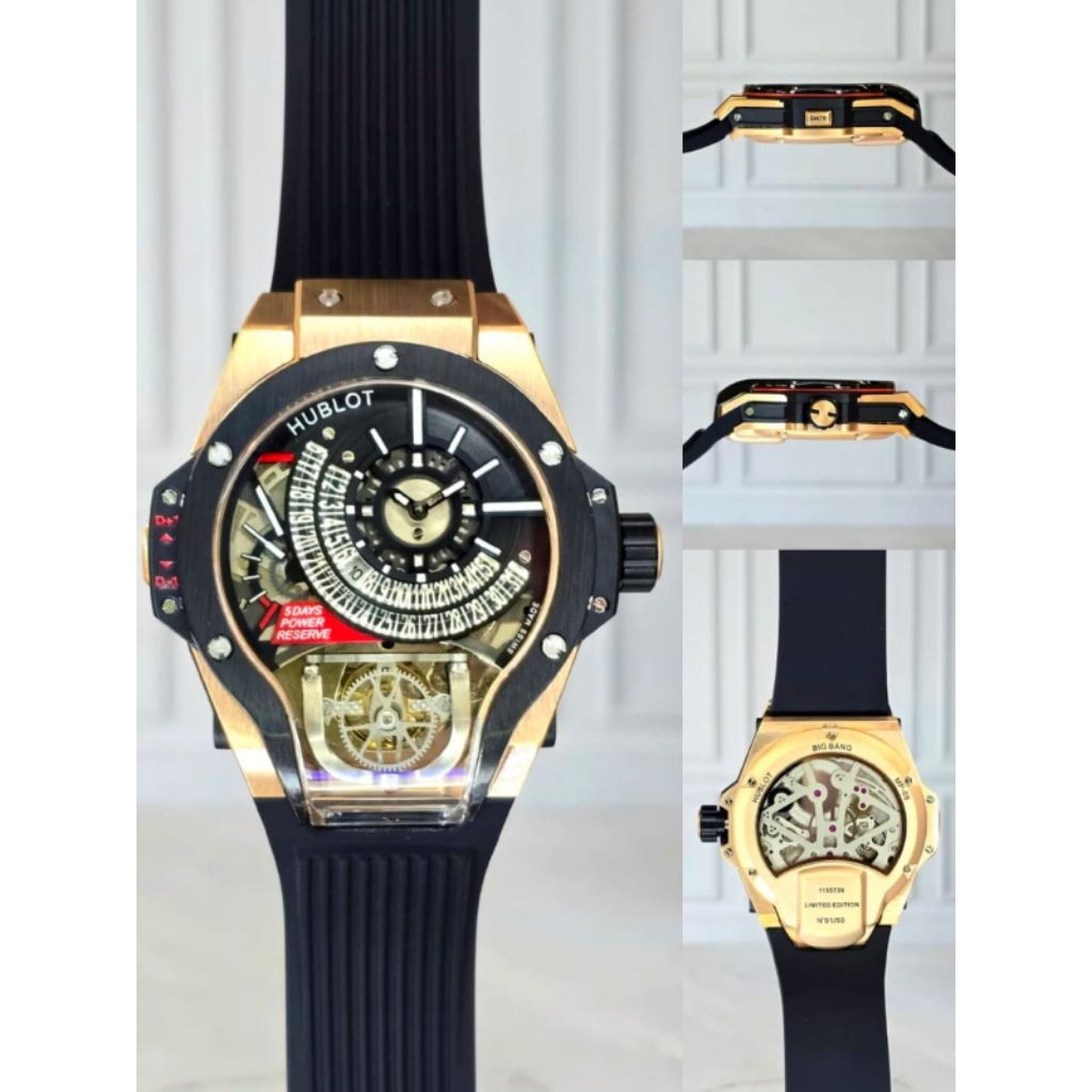 Jual Jam tangan pria HB Automatic Skeleton Turbillon Stainless Stell ...