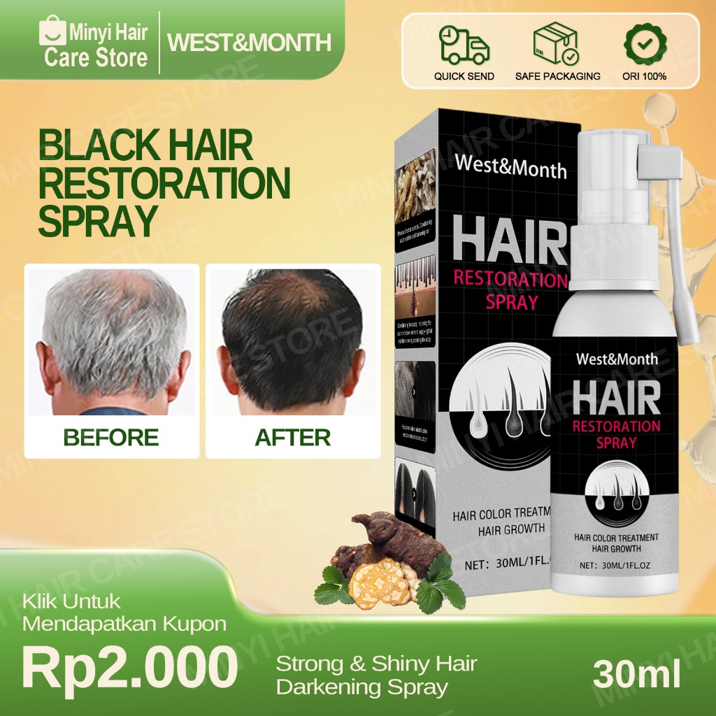 Jual West&Month Black Hair Restoration Spray 30ml Menjadi Hitam ...