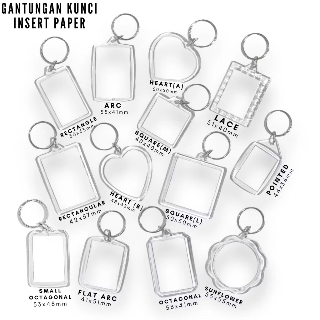 Jual (1Pcs) Gantungan Kunci Akrilik Insert Paper Photo DIY Frame ...