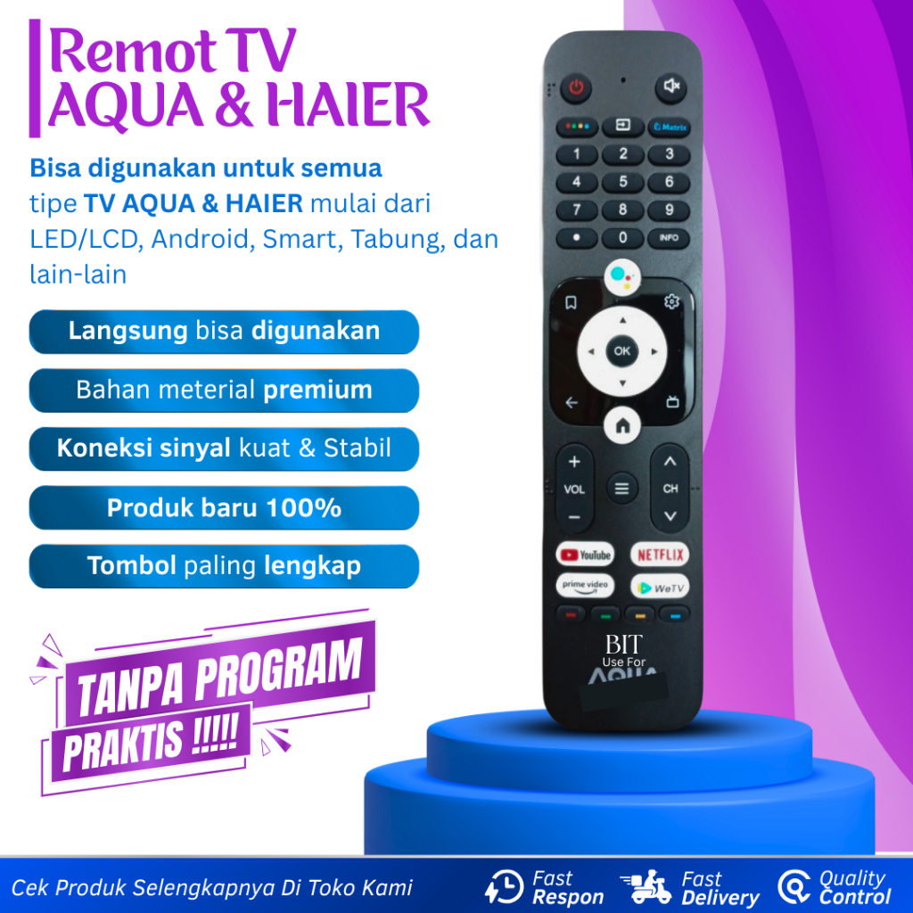 Jual Remot TV Android Aqua Remot TV Haier Remot Kontrol TV LED/LCD Smart TV Android TV Untuk ...