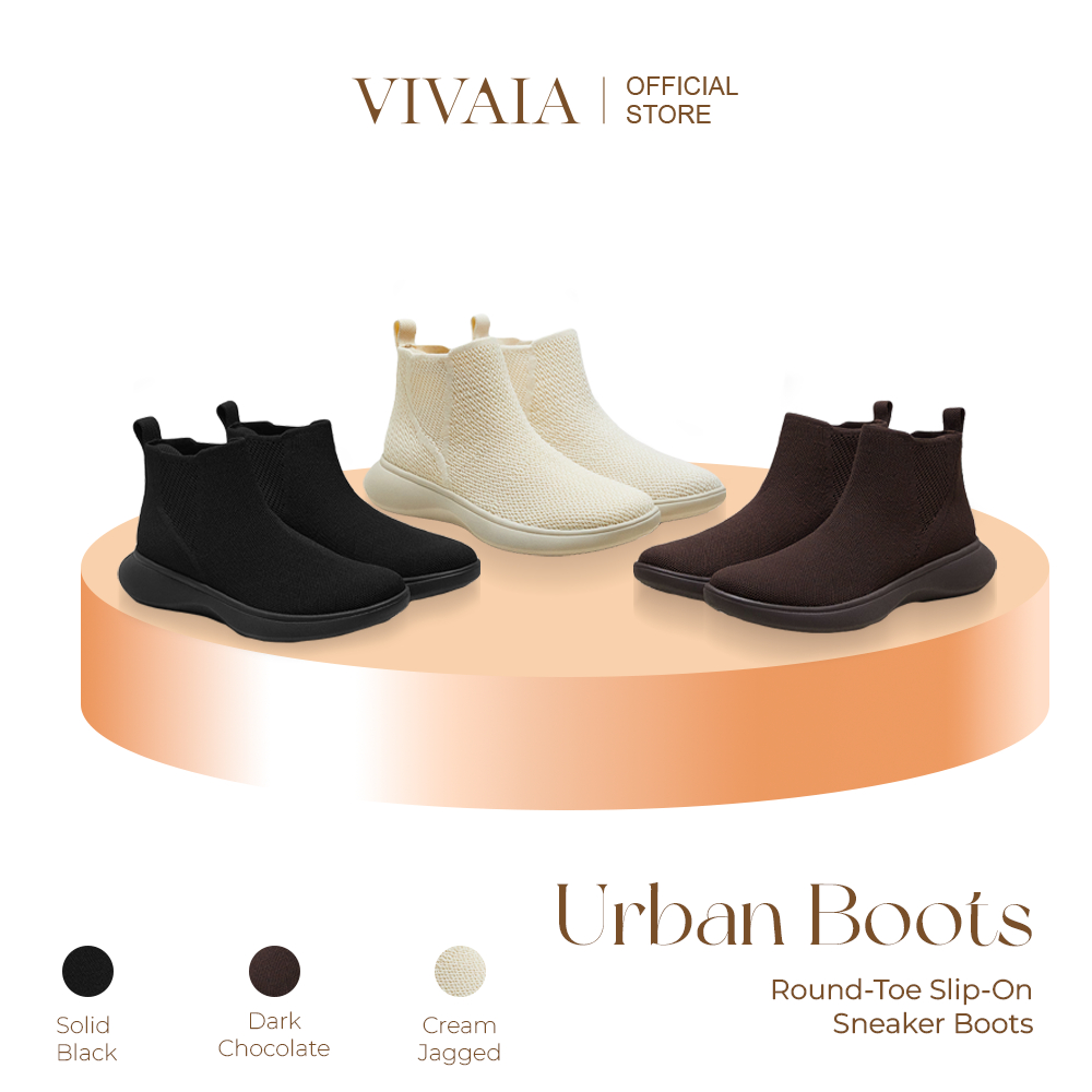 Jual VIVAIA Sepatu Wanita Round-Toe Slip-On Sneaker Boots (Urban Boots ...