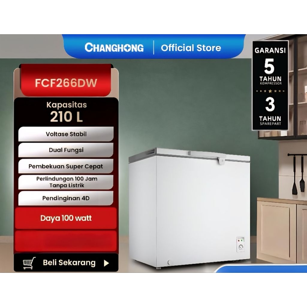 Jual CHANGHONG Chest Freezer FCF 266 DW Freezer Box 200 Liter | Shopee ...