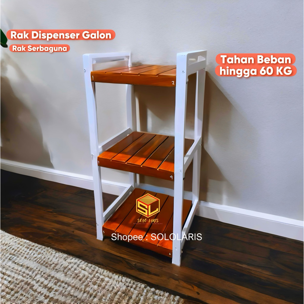 Jual RAK DISPENSER SERBAGUNA WARNA PUTIH HITAM 2 SUSUN DAN 3 SUSUN KAYU ...