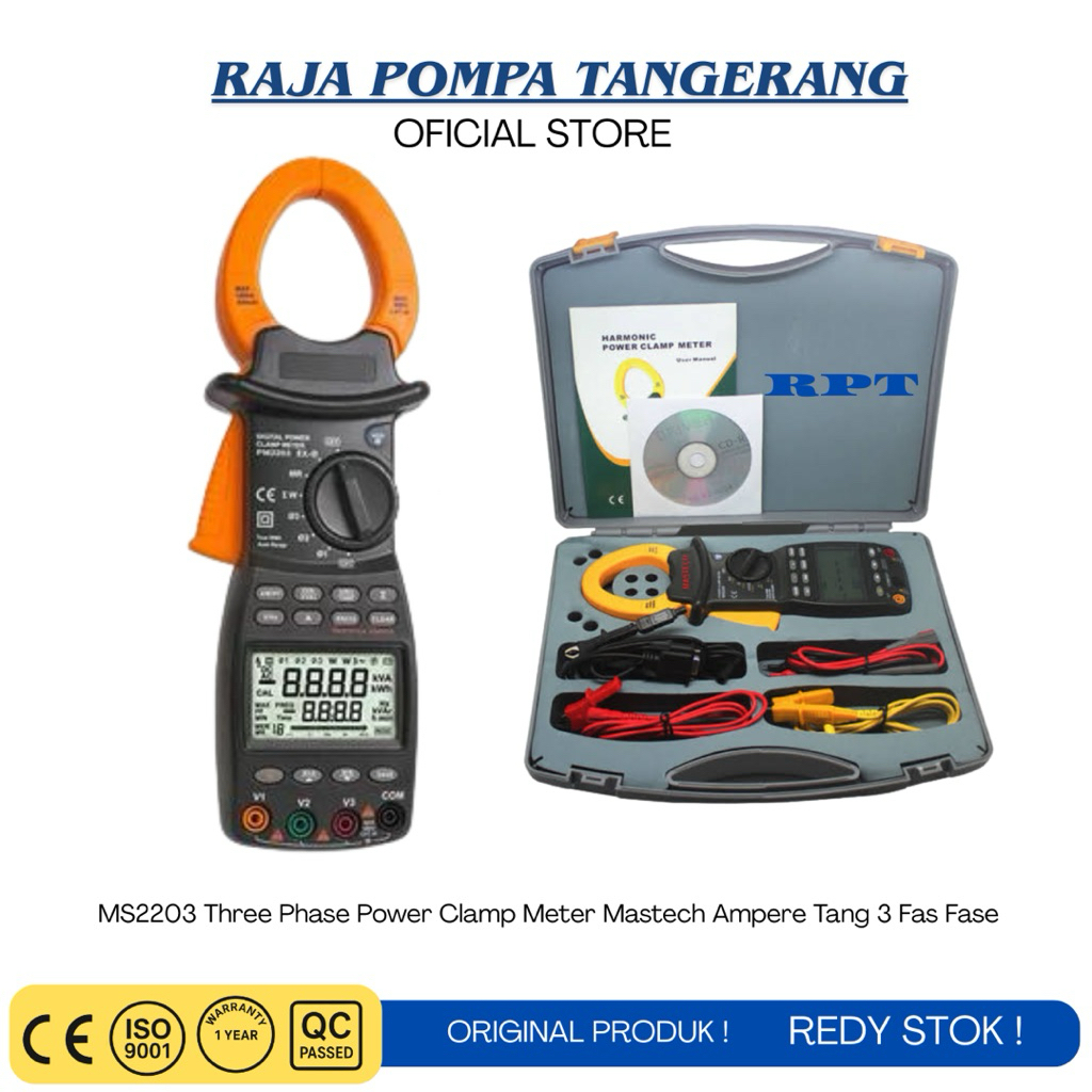 Jual Mastech MS2203 3 three phase power clamp meter tang ampere MS-2203 ...
