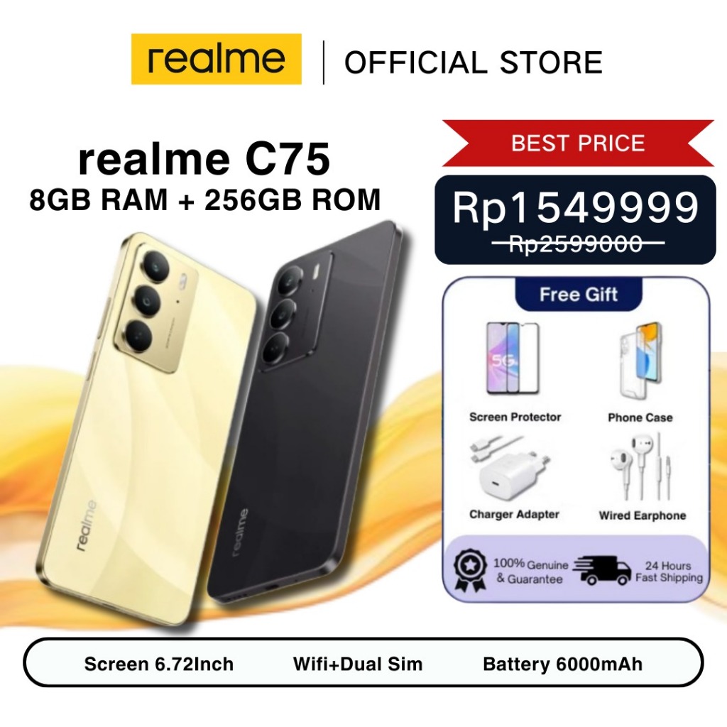 Jual Realme C75 5G 8GB 256GB - HP 5G Murah Resmi, Layar 6.72 inci 120Hz ...