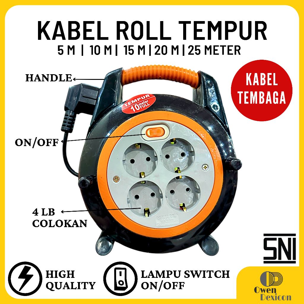 Jual KABEL ROLL 5/10/15 METER TEMPUR / Box Kabel SNI DEXICON Colokan ...