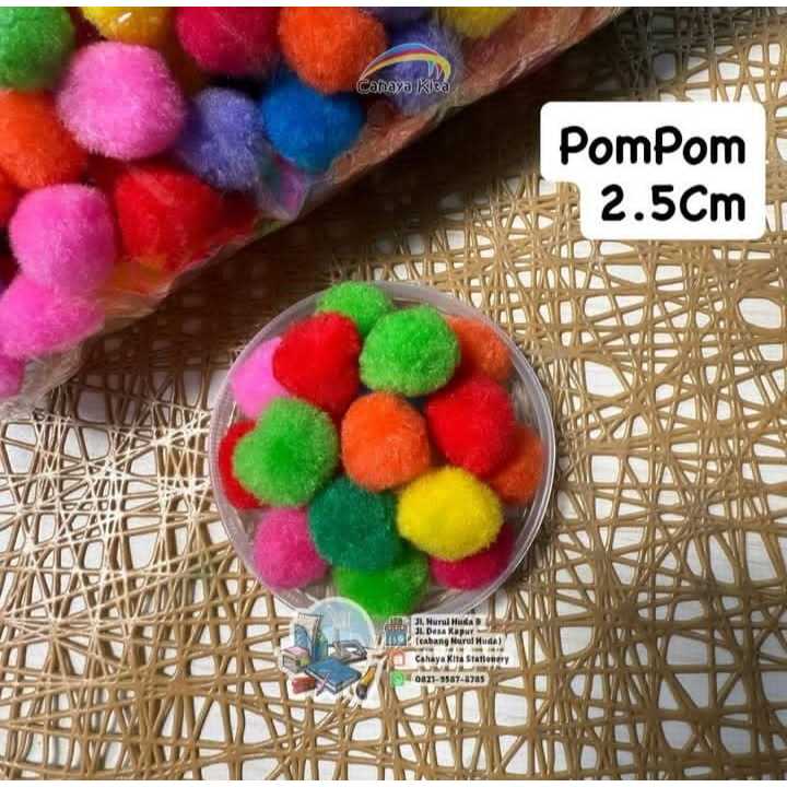 Jual Pom Pom Mix Mini Bulat 2.5cm | Pom Pom Warna Isi 10 dan 20 ...