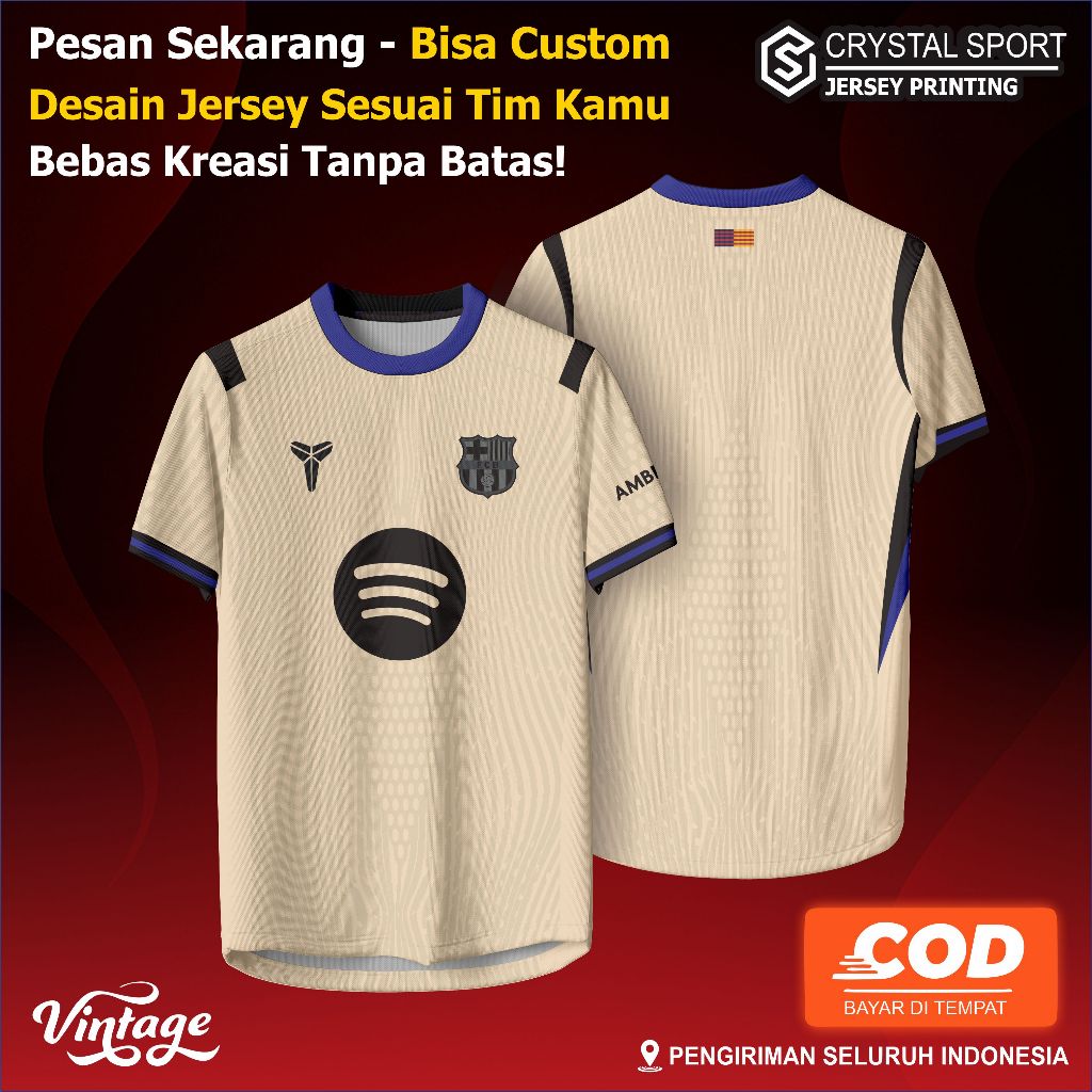 Jual Jersey Fantasy Barca CREAM NEW 2025 – Full Printing Dryfit Premium ...