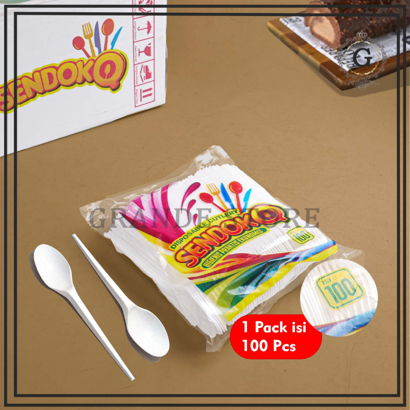 Jual 1 PACK ISI 100 Pcs Sendok Makan Panjang Plastik Putih Susu Ukuran ...