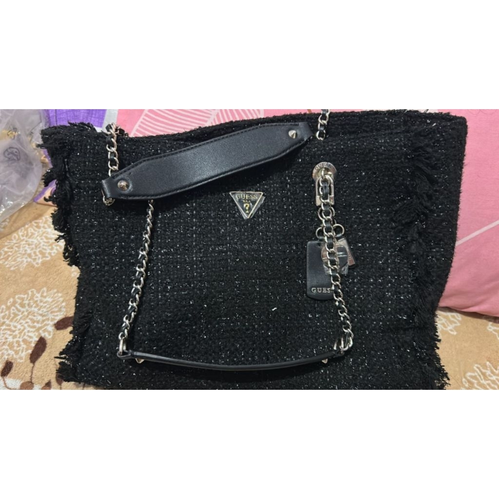 Jual Guess Cessily Tweed Bag Original / Totebag Guess Original PL ...