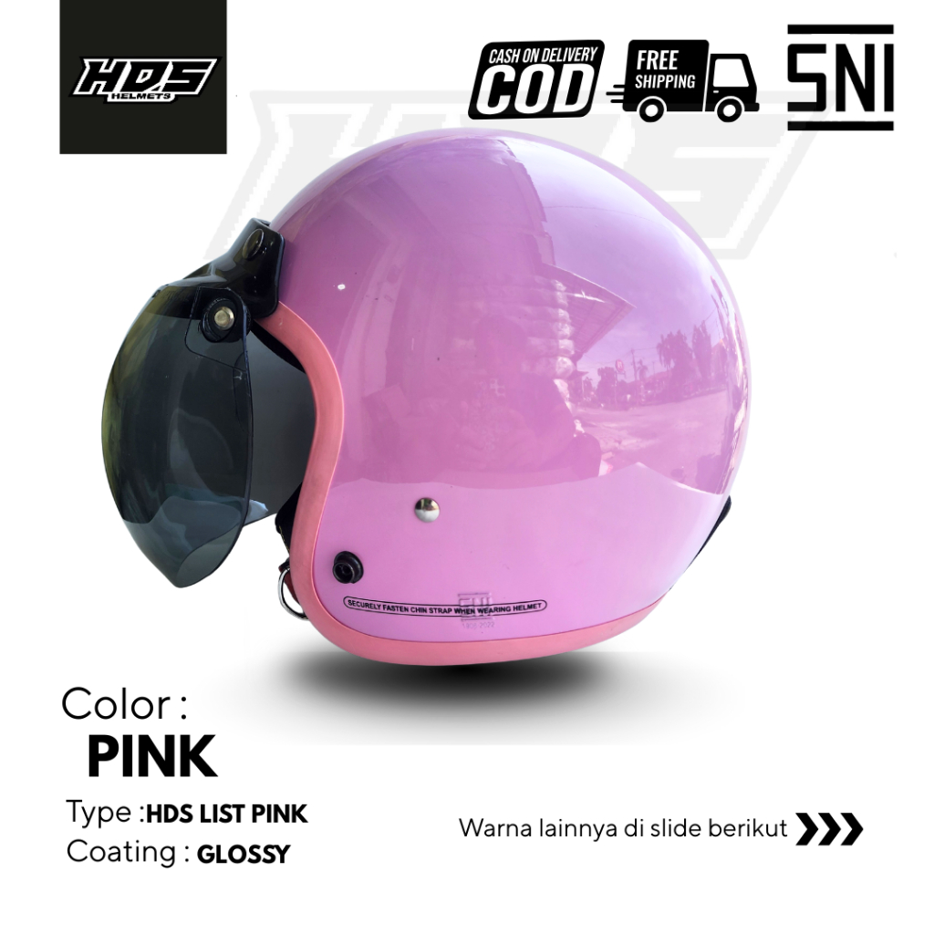 Jual Helm Bogo Solid List Pink Helm Dewasa Warna Pastel Cepol Hijab ...