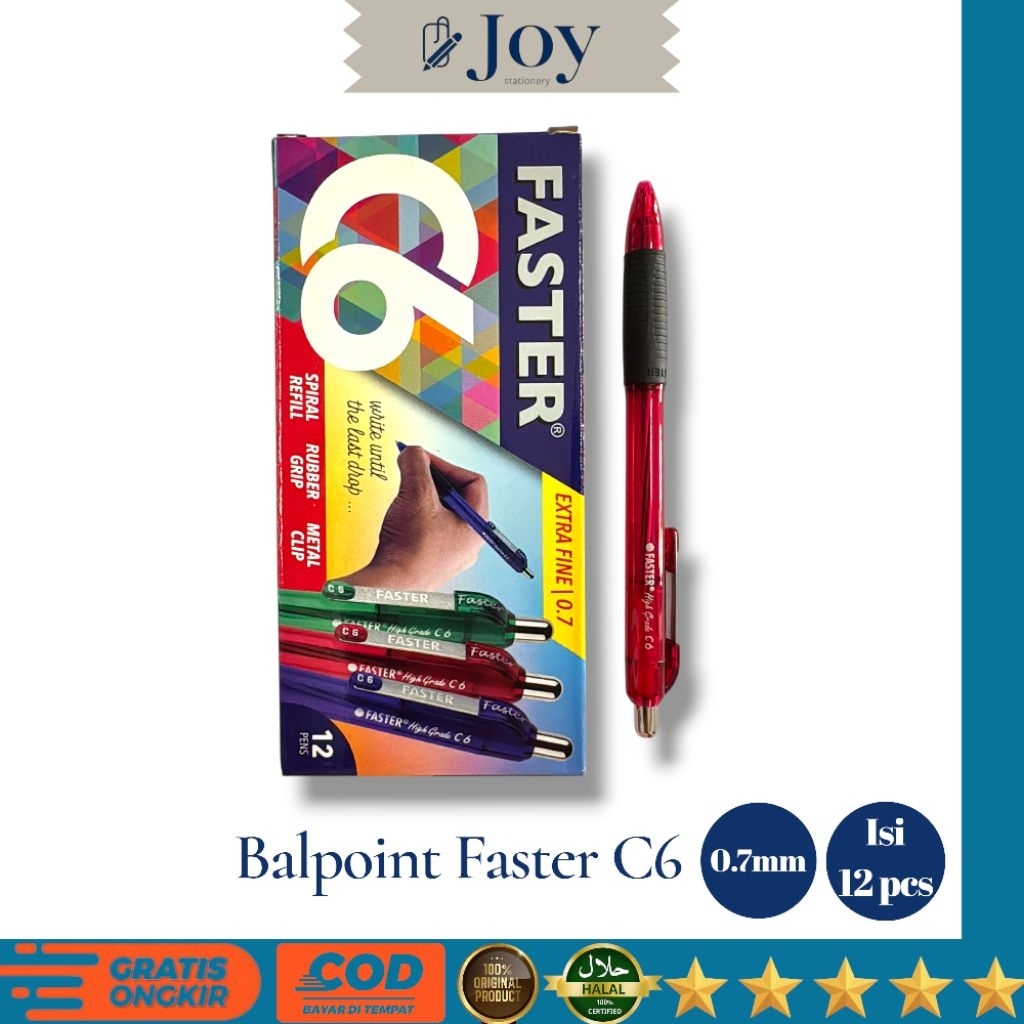 Jual Pulpen / Balpoint Faster C6 Isi 12 Pcs (1 Lusin) | Shopee Indonesia