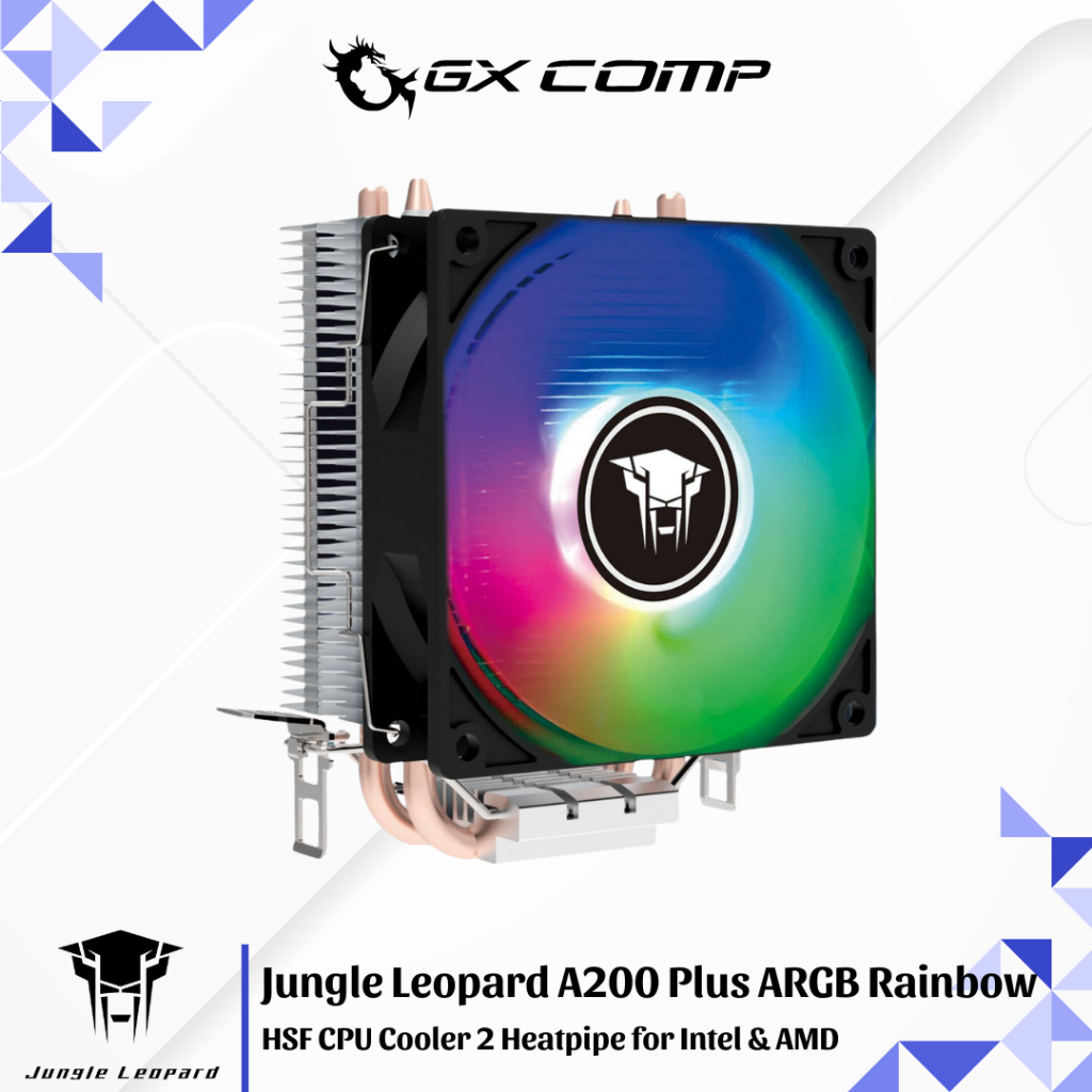 Jual Jungle Leopard A200 Plus RGB Rainbow HSF CPU Cooler 2 Heatpipe for ...