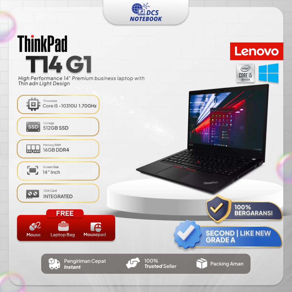 Jual Lenovo ThinkPad T14 G1 Core i5/i7 GEN 10 RAM 16GB SSD 256GB/512GB ...