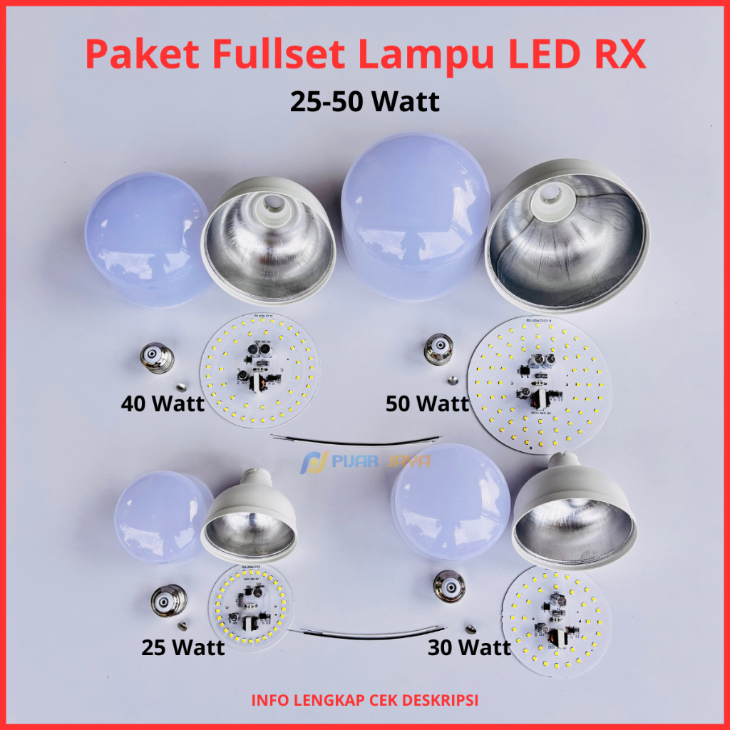 Jual Paket Lampu LED RX Full Set Siap Rakit 25 30 40 50 Watt | Shopee ...