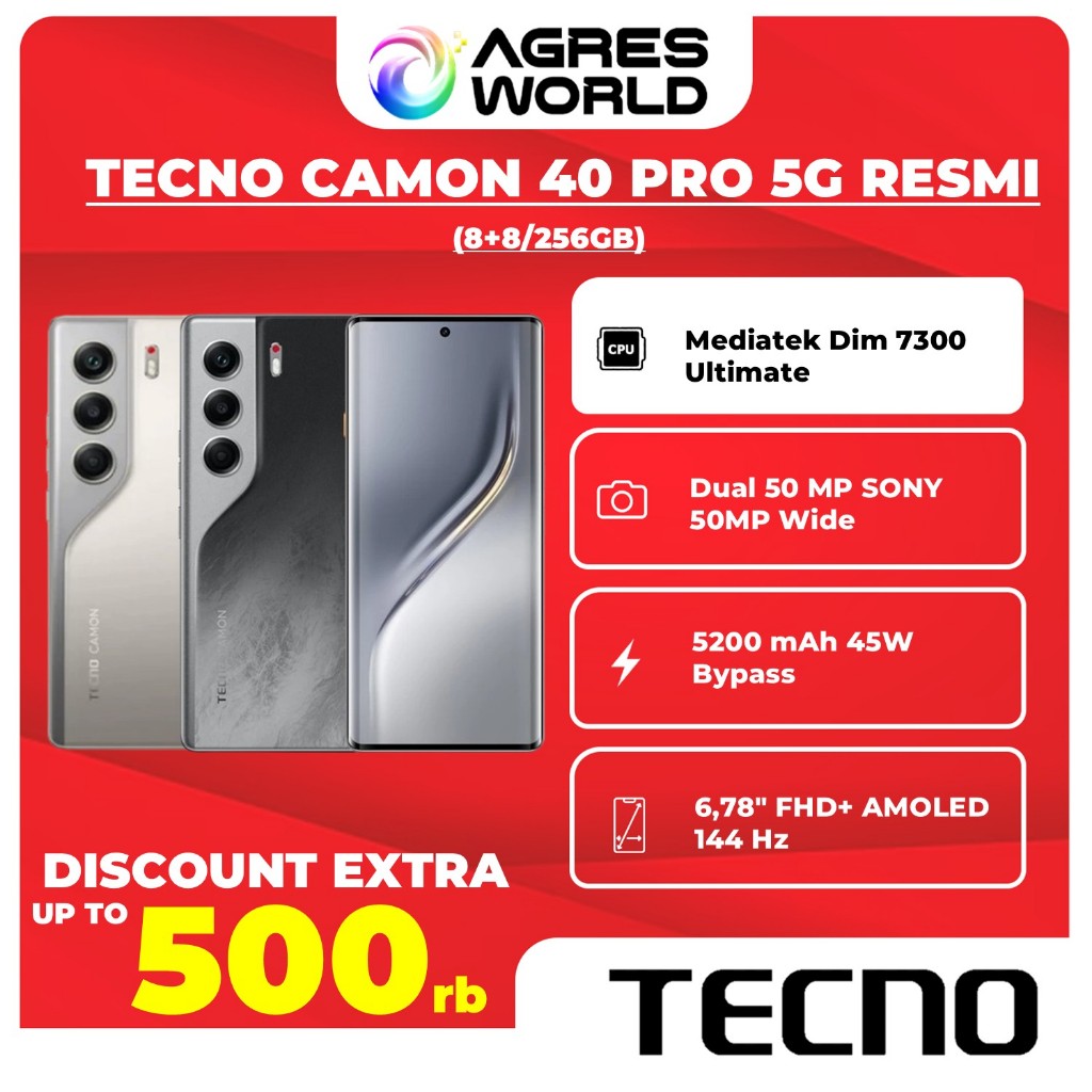 Jual TECNO CAMON 40 Pro 5G - 8+8GB*/256GB, Mediatek D7300 Ultimate, 6. ...