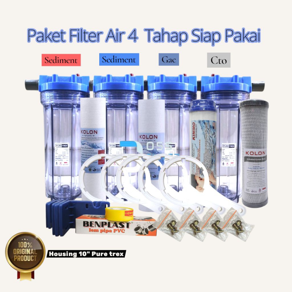 Jual PAKET FILTER AIR 4 TAHAP / FILTER AIR SUMUR/PDAM - HOUSING FILTER ...