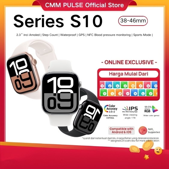 Jual 100%ORI CMM Smartwatch S10 Pro 2.3 Inci HD AMOLED Display GPS NFC ...