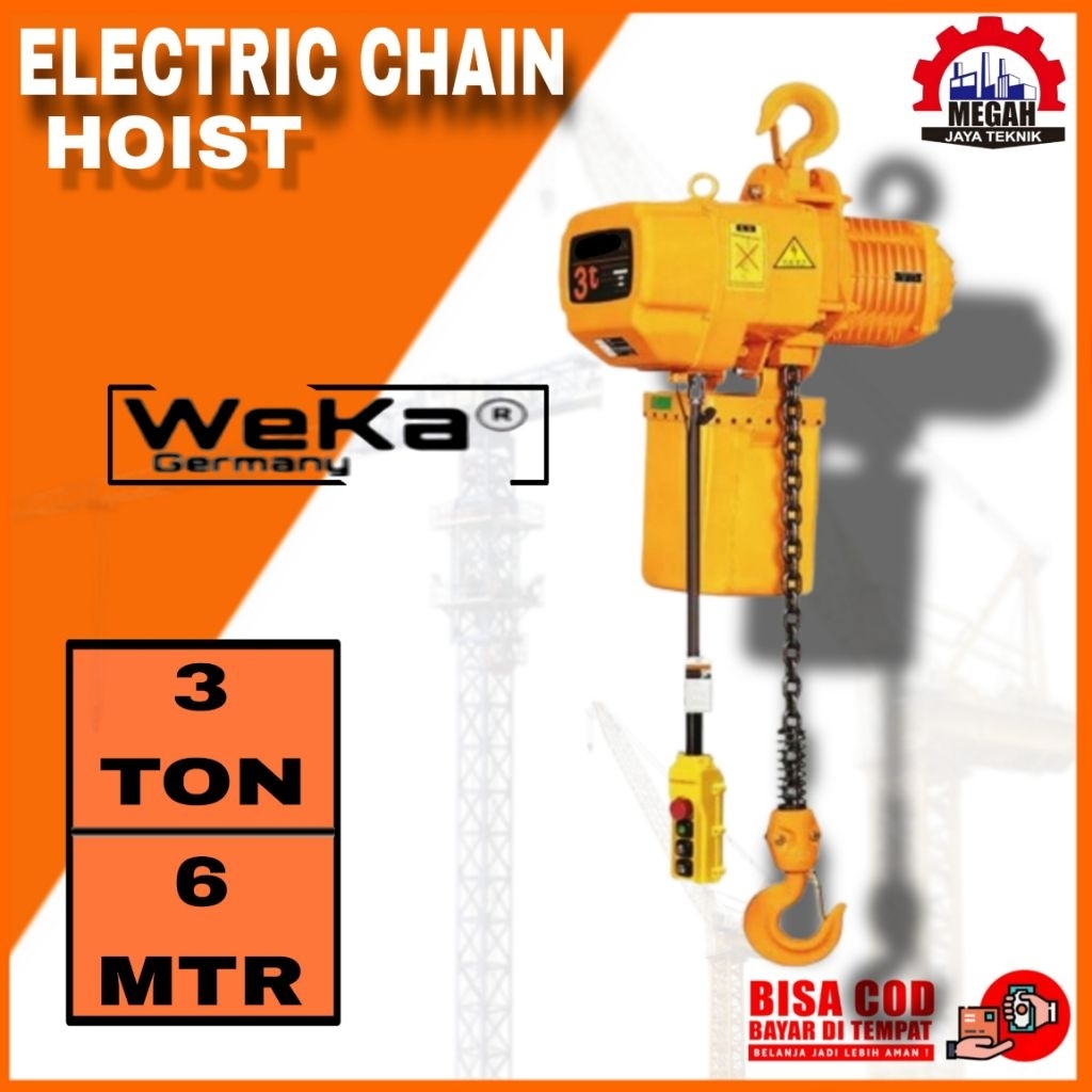 Jual ELECTRIC CHAIN HOIST KAPASITAS 3 TON × 6 MTR, 12 MTR 380V/3 PHASE ...