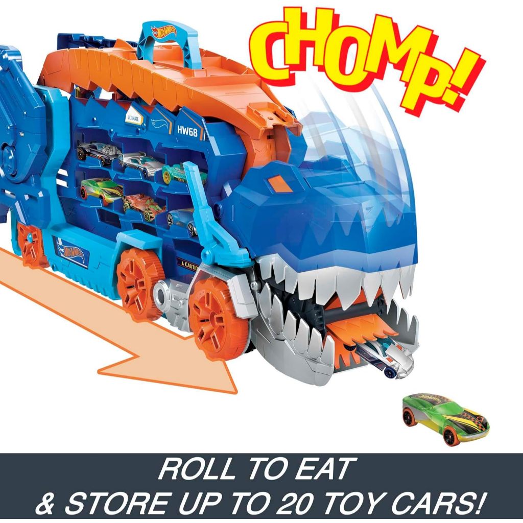 Jual Hot Wheels City Toy Car Track Set, Ultimate T-Rex Transporter ...