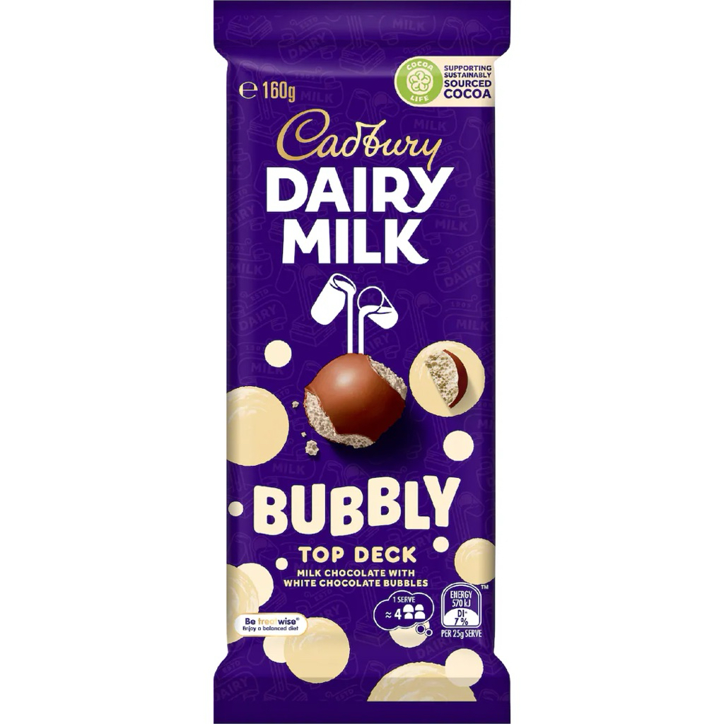 Jual Cadbury Top Deck Bubbly Chocolate Block 160g - Australia | Shopee ...
