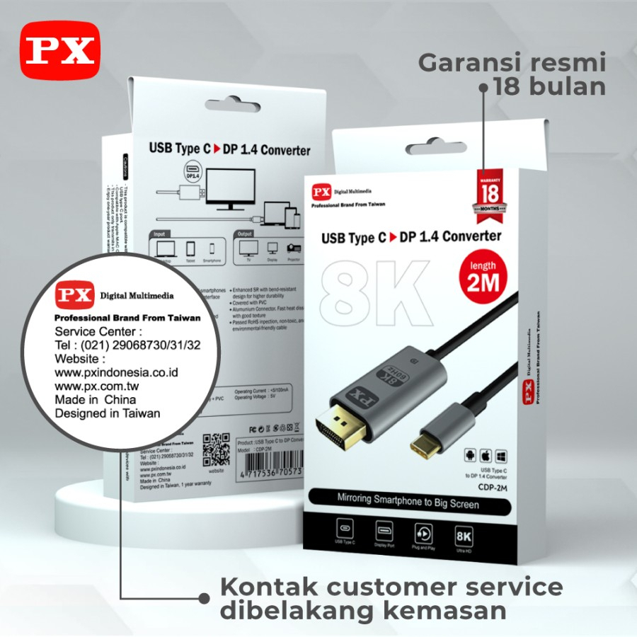 Jual PX Converter Adaptor Laptop Type C USB Hub Display Port TV 8K CDP ...