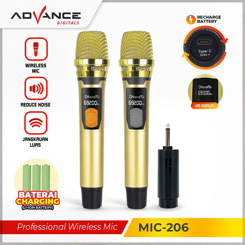 Jual Advance microfon wireless MIC-206 mic wireless karaoke Dual ...
