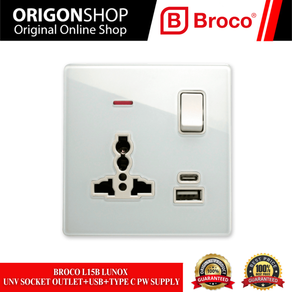 Jual BROCO LUNOX Universal Socket Outlet + USB and Type C Power Supply ...
