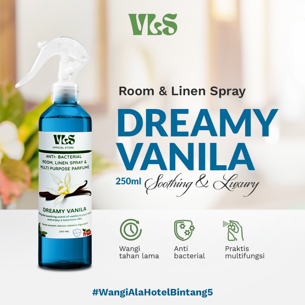 Jual VLS Linen Spray Dreamy Vanilla 250ml – Parfum Ruangan & Kain, Anti ...