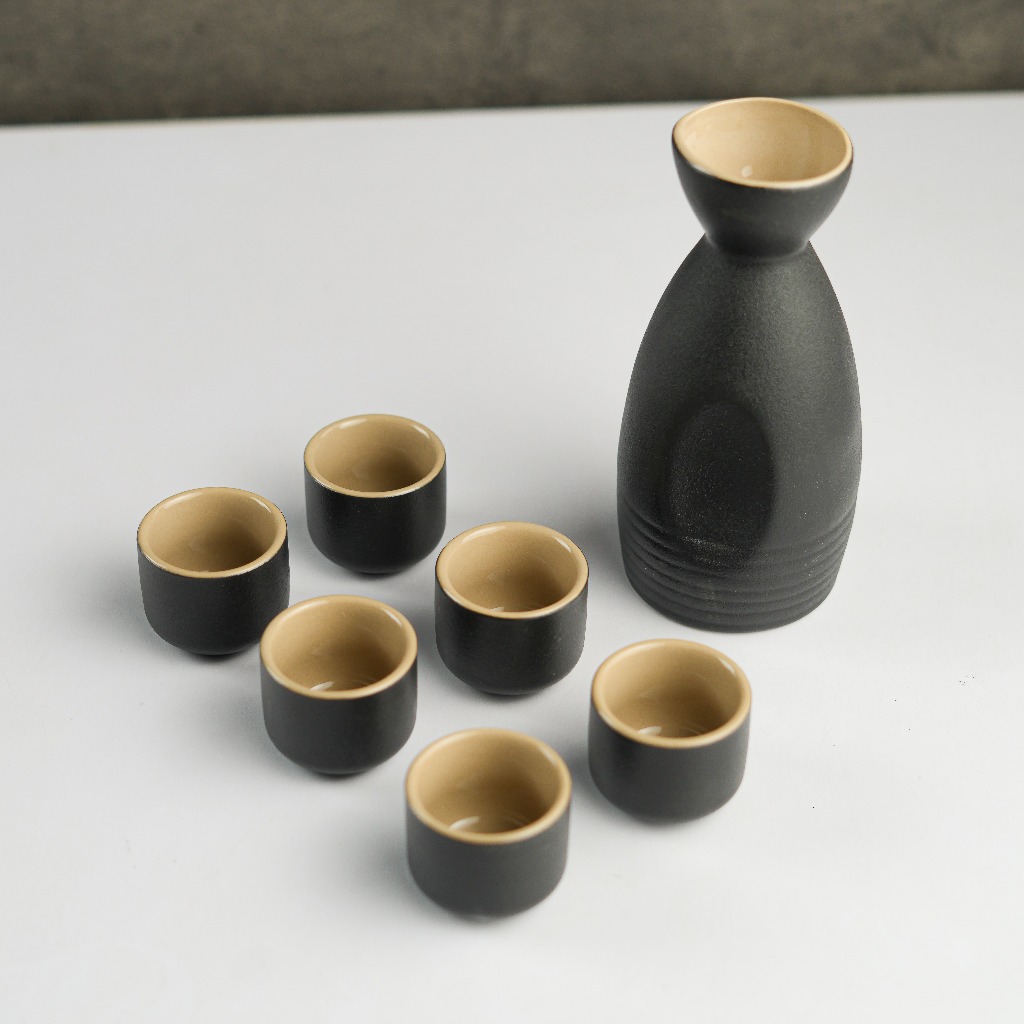 Jual Ceramic Cup Japanese Sake Set Obsidian Harmony Gift Set - Paket ...