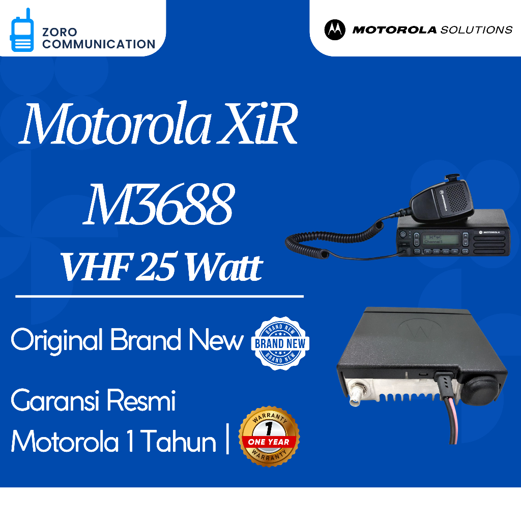 Jual Motorola XiR M3688 VHF 25 Watt 25W – Radio Rig Motorola Original ...
