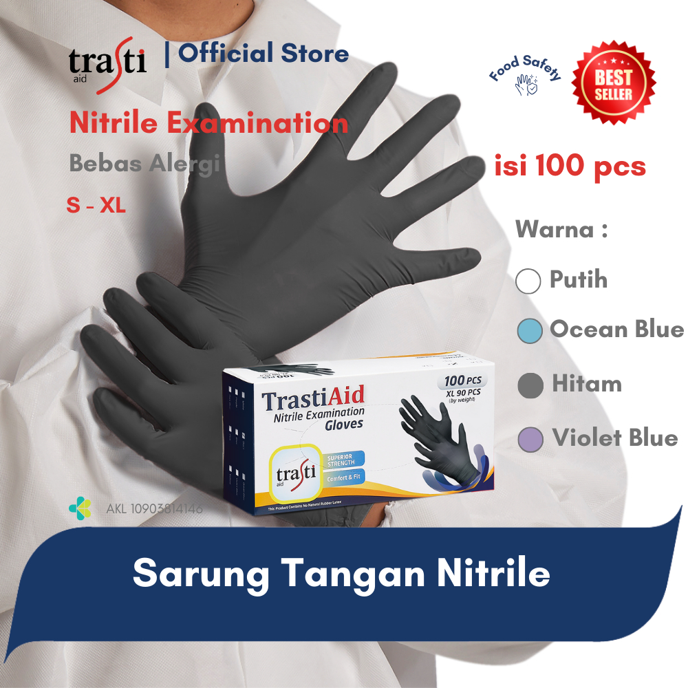 Jual TRASTI AID Sarung Tangan Nitrile Aman Food Contact isi 100 pcs ...