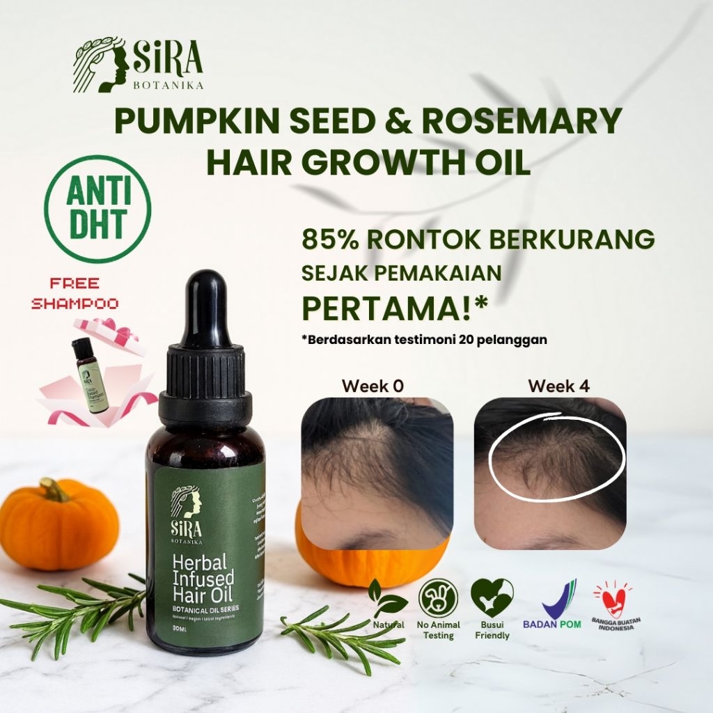 Jual Organic Hair Oil Anti Rontok Pumpkin Seed Rosemary Oil Rambut ...