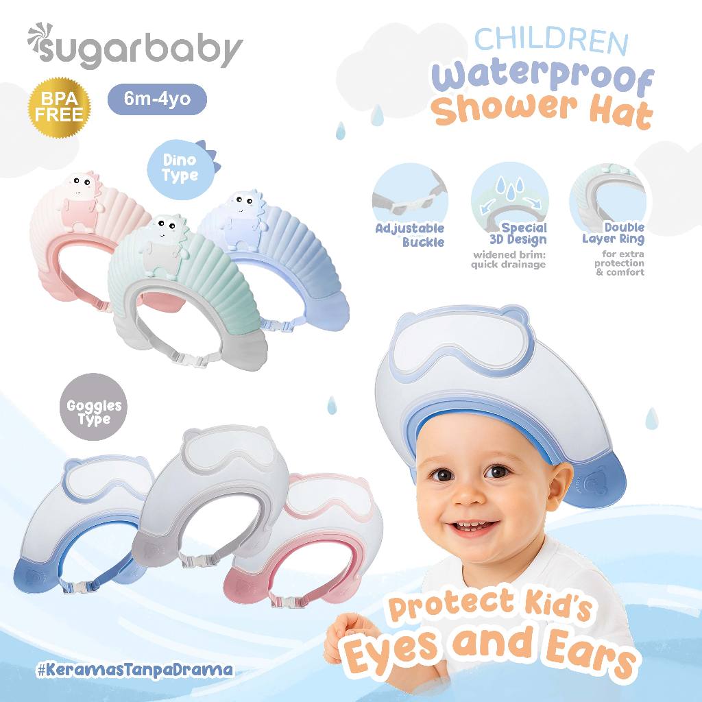 Jual Sugarbaby Children Waterproof Shower Hat/Shower Cap Baby/Topi ...
