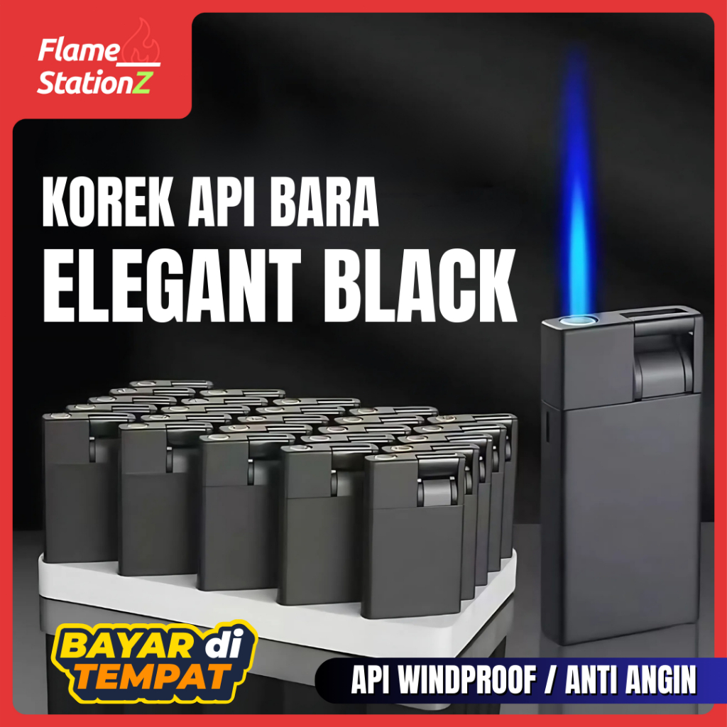 Jual Korek Api Gas Black Premium Windproof | Korek Bara Jet Flame Tahan ...