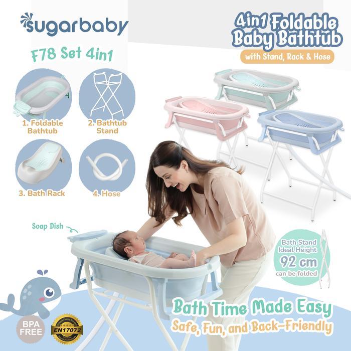Jual Sugar baby F78 Set 4in1 Foldable & standing Baby Bathtub/Sugar ...