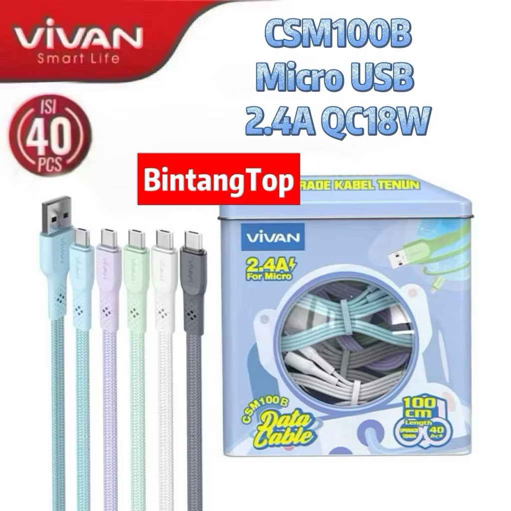 Jual VIVAN CSM100B / Kabel data Vivan fast charger CSM100B 2.4A QC 18W ...