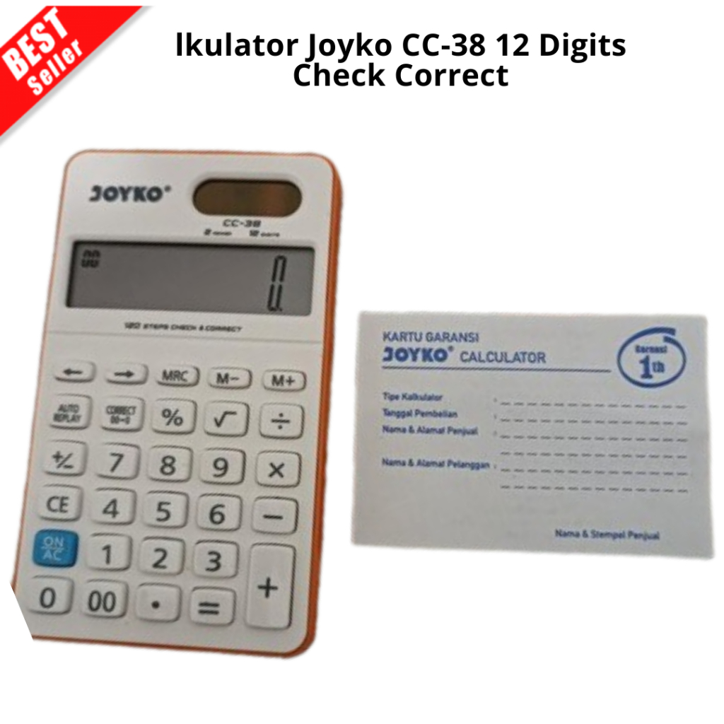 Jual Calculator Kalkulator Joyko CC-38 12 Digits Check Correct - CC-38 ...