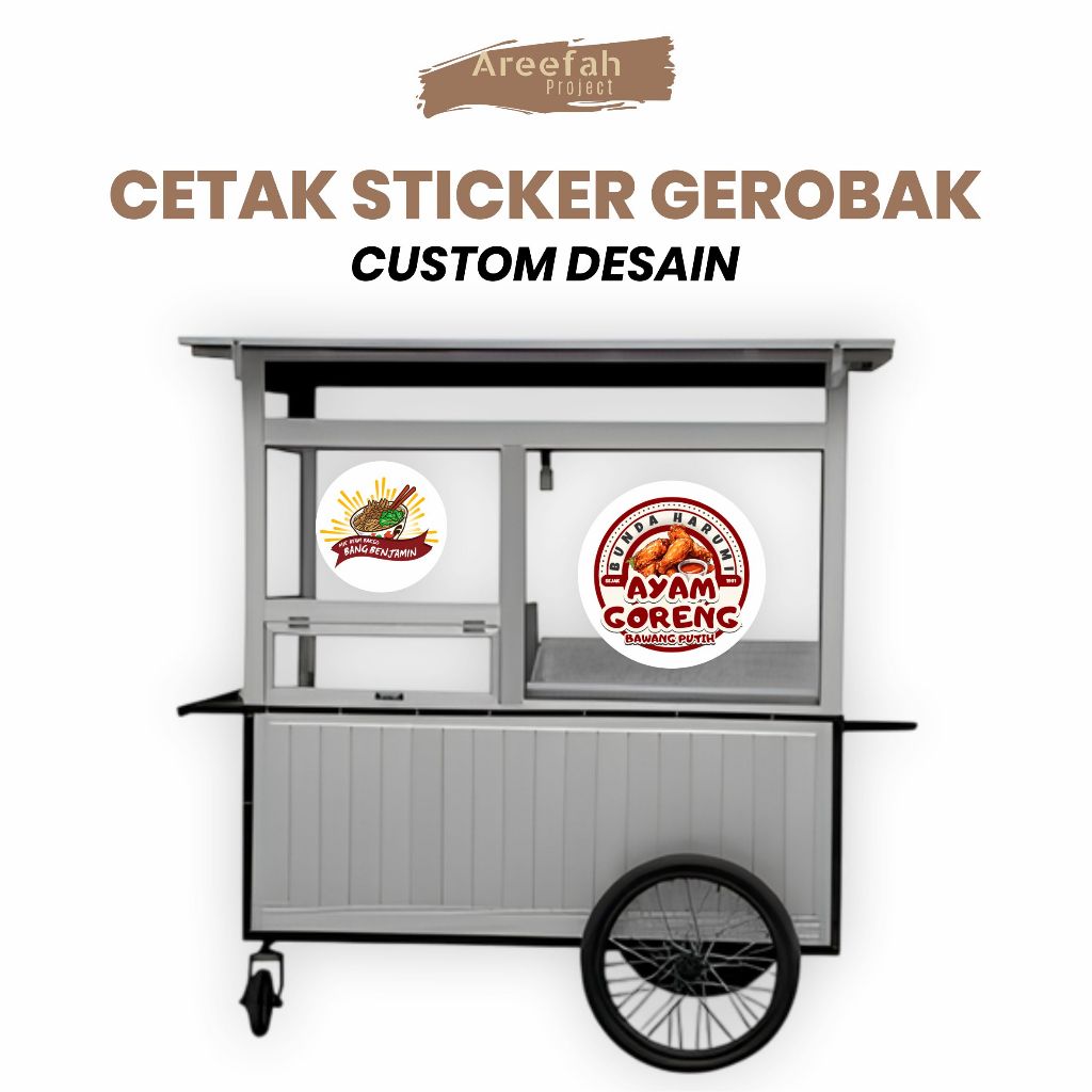 Jual Areefah Cetak Stiker Logo Dagangan untuk Grobak / Booth | Stiker ...
