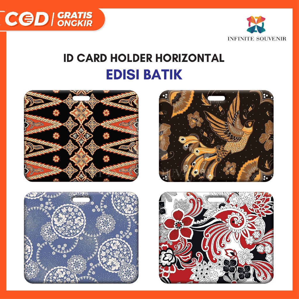 Jual (N021) Name Tag Horizontal Batik Tanpa Tali / ID Card Holder Muat ...