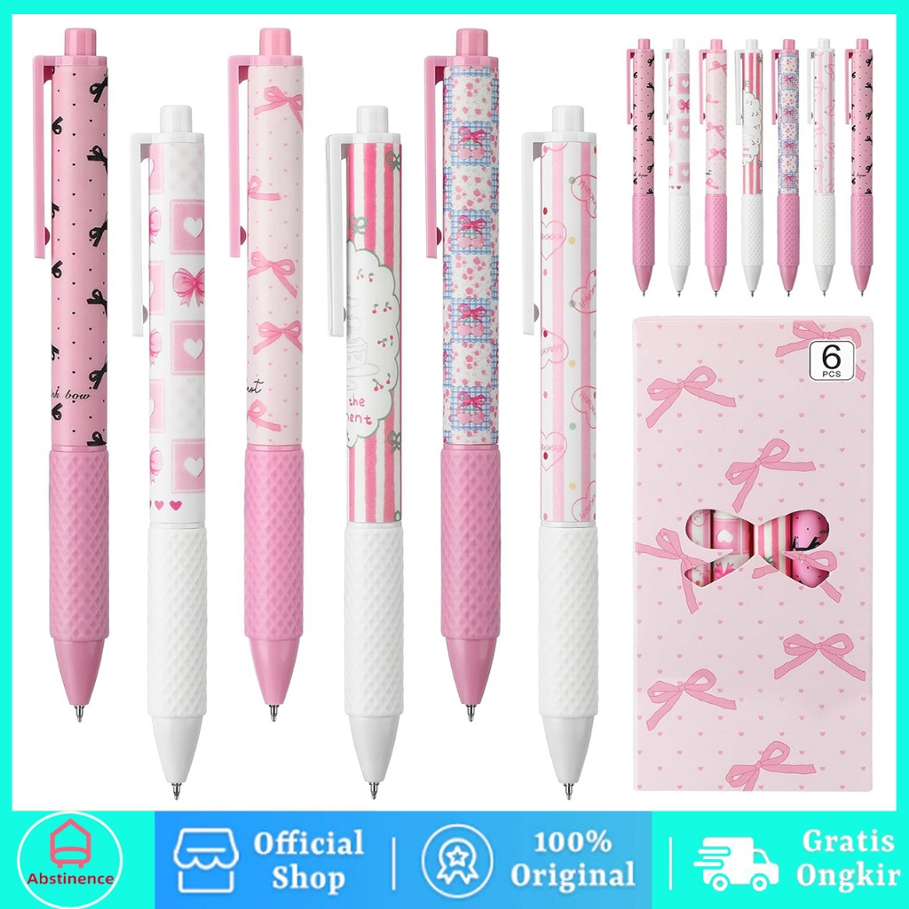 Jual 6PCS Pulpen Gel Aesthetic Pen 0.5mm Korea Tinta Hitam Pena pens ...
