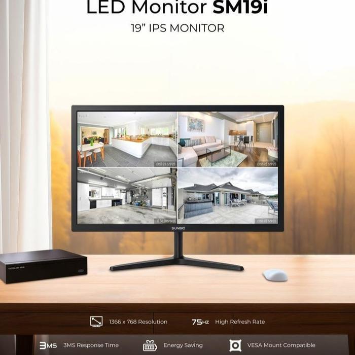 Jual Monitor 19" Sunbio SM-190VH Monitor HD 1366x768 HDMI & VGA Garansi ...