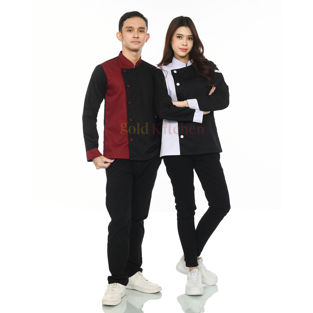 Jual Baju Chef Baju koki Chef Jacket Lengan Panjang Bahan Drill Model ...