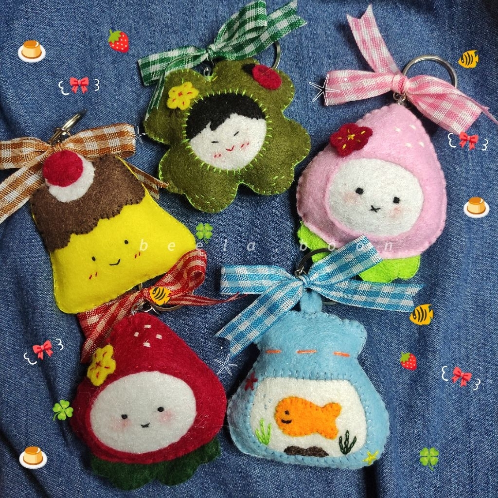 Jual Felt Keychain || Gantungan Ikan Fish Keychain Pudding Strawberry ...